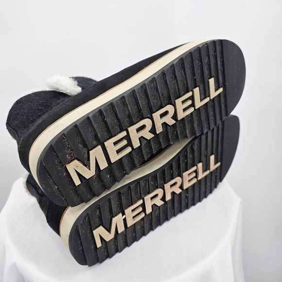 Merrell | Shoes | Merrell Juno Black Wool Pull On Ankle Winter Snow ...